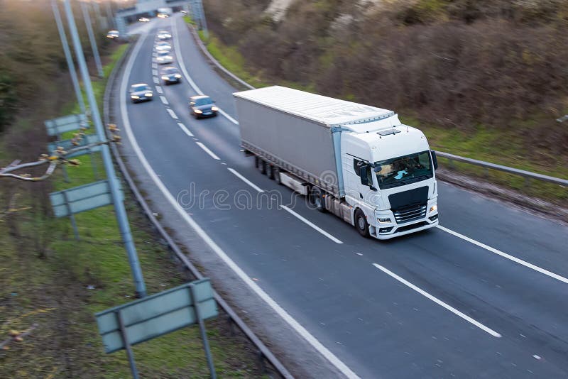 Lorry Travelling on the Motorway Stock Image - Image of driver, front ...