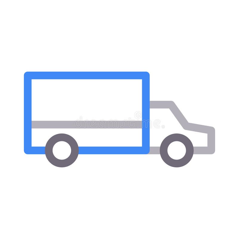 Lorry Vector Color Line Icon Stock Vector - Illustration of silhouette ...