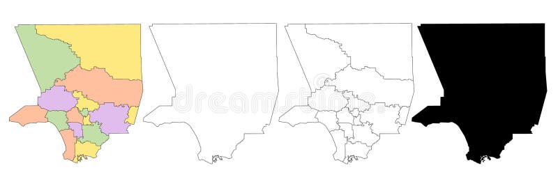 Los Angeles Administrative Map, Los Angeles Outline and Regions County ...