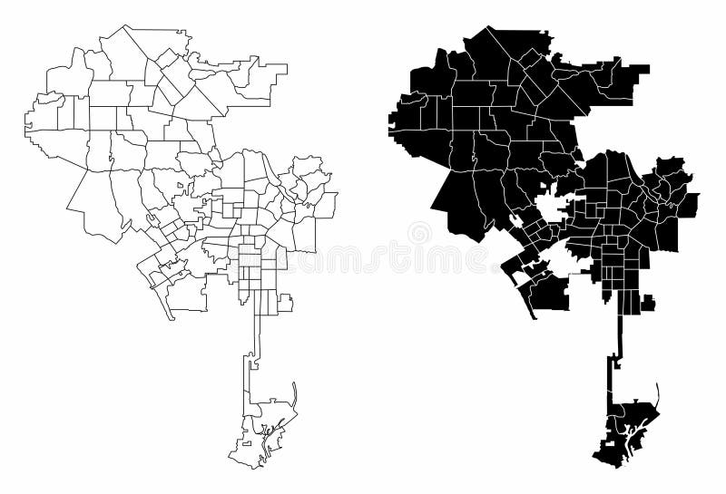 Los Angeles Administrative Maps Stock Vector - Illustration of islands ...