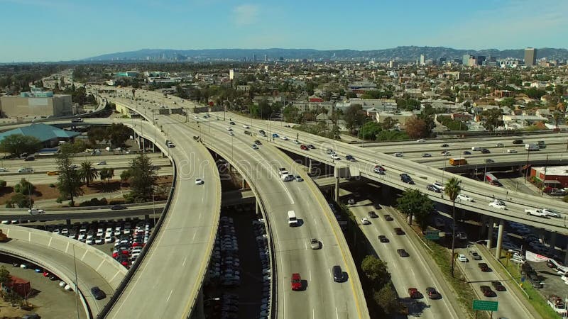 Los Angeles Aerial Freeway Interchange Stock Video - Video of aerial ...