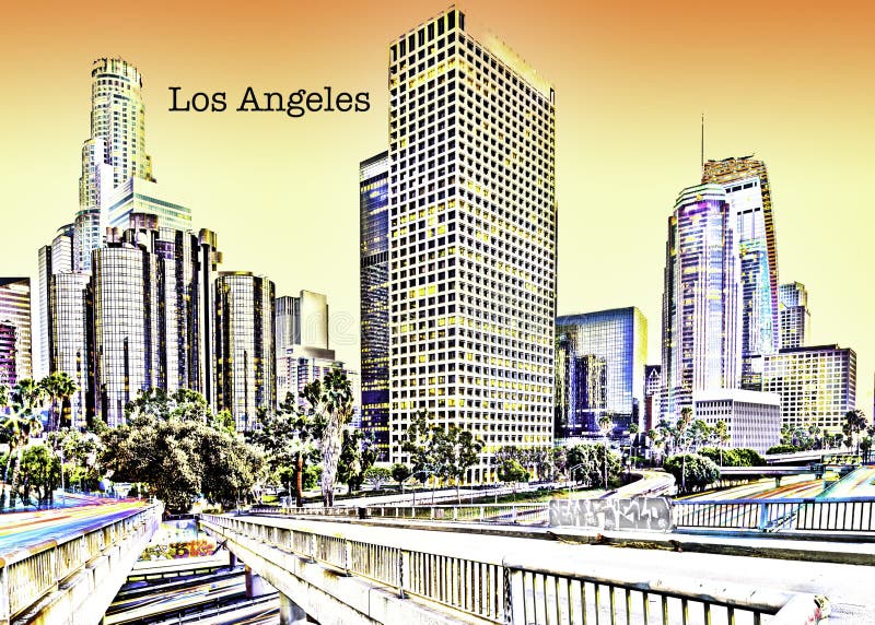 Los Angeles City Illustration-2 Stock Illustration - Illustration of ...