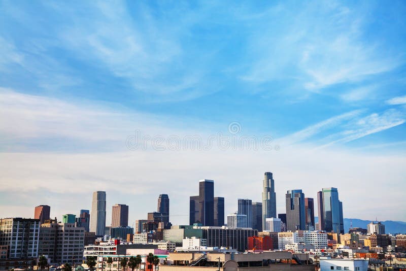 Skyline of Los Angeles on a Sunny Day Editorial Stock Image - Image of ...