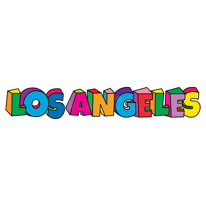 Los Angeles Colorful Text Logo Design Vector Illustration Stock Vector ...