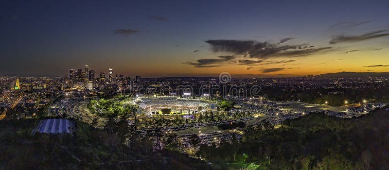 Los Angeles Dodger Stadium Panorama View Stock Image - Image of foggy ...