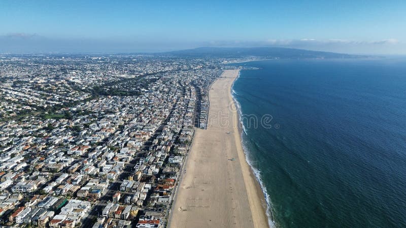 Los Angeles Drone View - Manhattan Beach Stock Image - Image of dronr ...