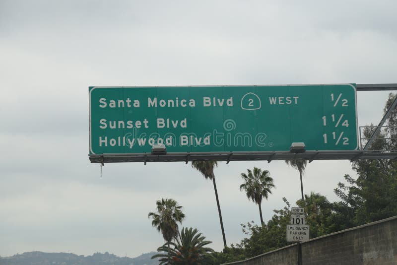 101 Hollywood Freeway Los Angeles Sign Stock Photo - Image of nobody ...