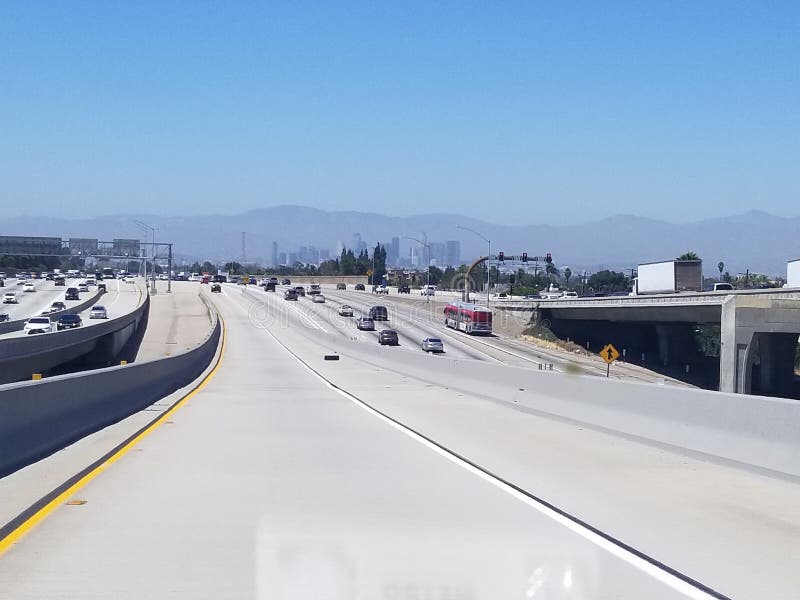 Los angeles freeway stock image. Image of summer, skyline - 96291397