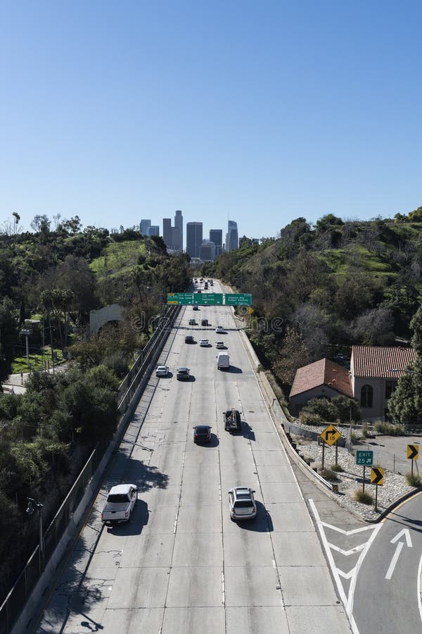 Los Angeles 110 Freeway Vertical View Stock Image - Image of aerial ...