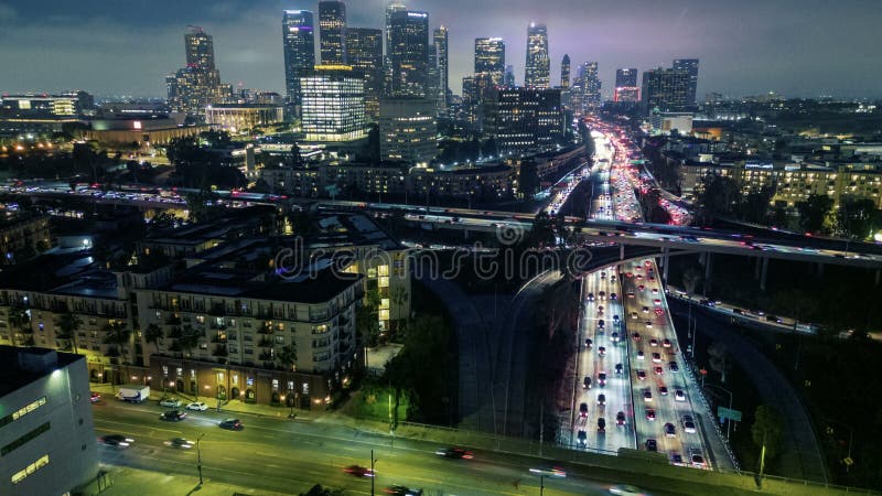 Los Angeles Freeways Interchange at Dusk Stock Video - Video of ...