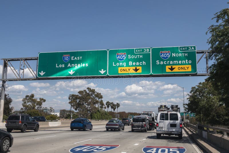 Los Angeles 10 and 405 Freeways Sign Stock Photo - Image of direction ...