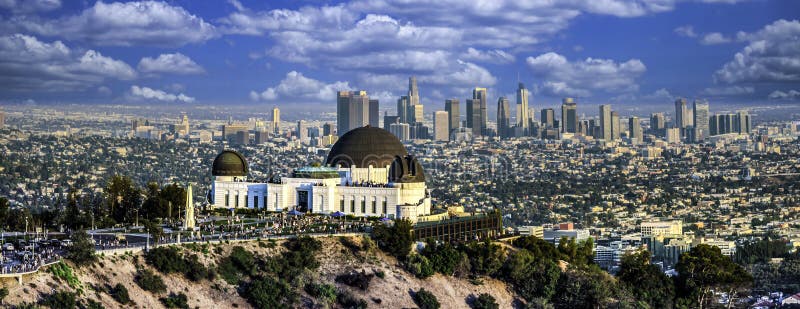 Los Angeles Griffith Observatory Stock Image - Image of sunset, trail ...