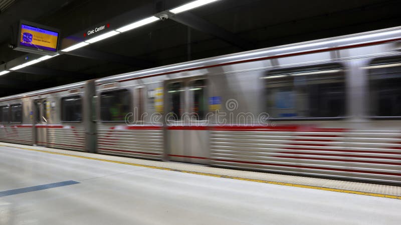 Los Angeles Metro Rail Train B Line in Movement at the Station ...