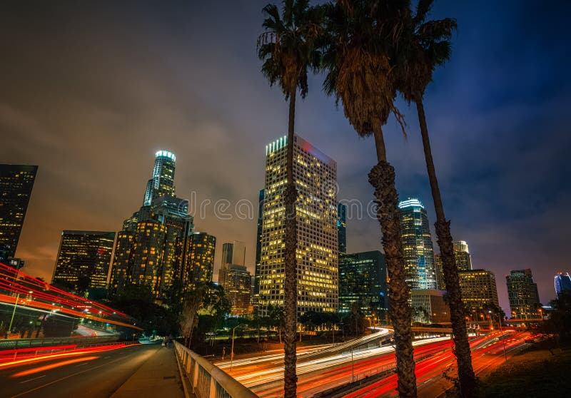 Los Angeles at night stock image. Image of illuminated - 27032427