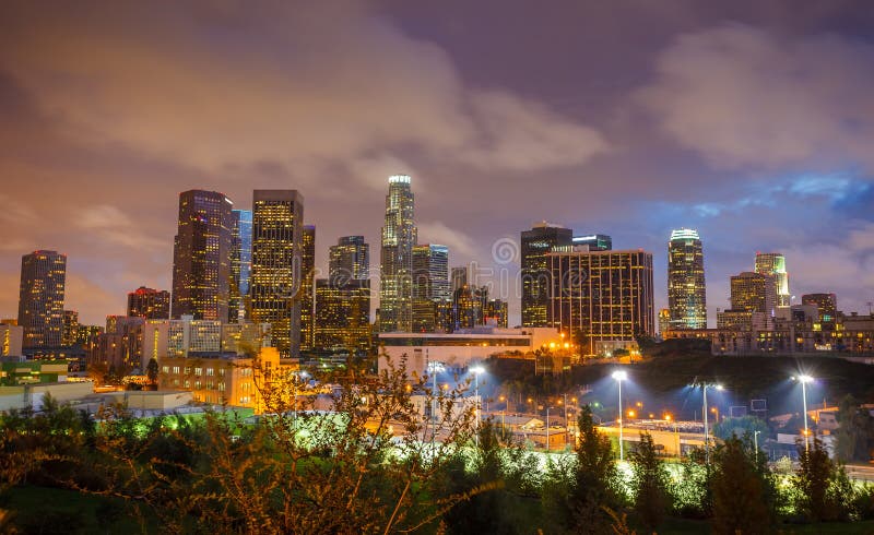 Los Angeles at night stock photo. Image of downtown, america - 33384212