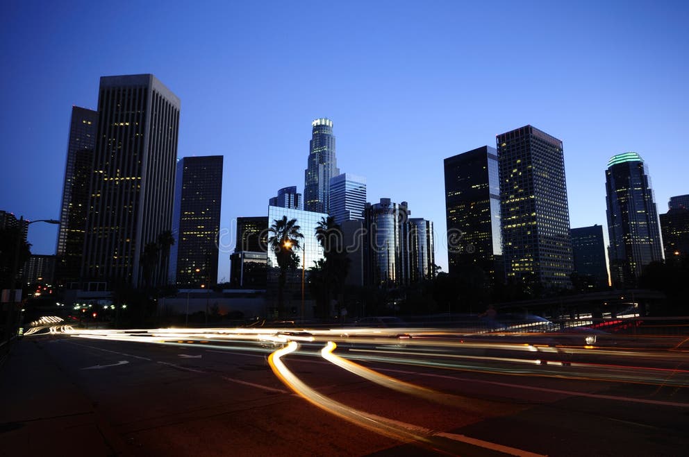 Los Angeles Skyline stock image. Image of financial, speed - 4348845