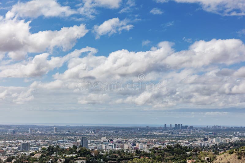 Los Angeles Skyline with Clouds and Sky Stock Photo - Image of america ...