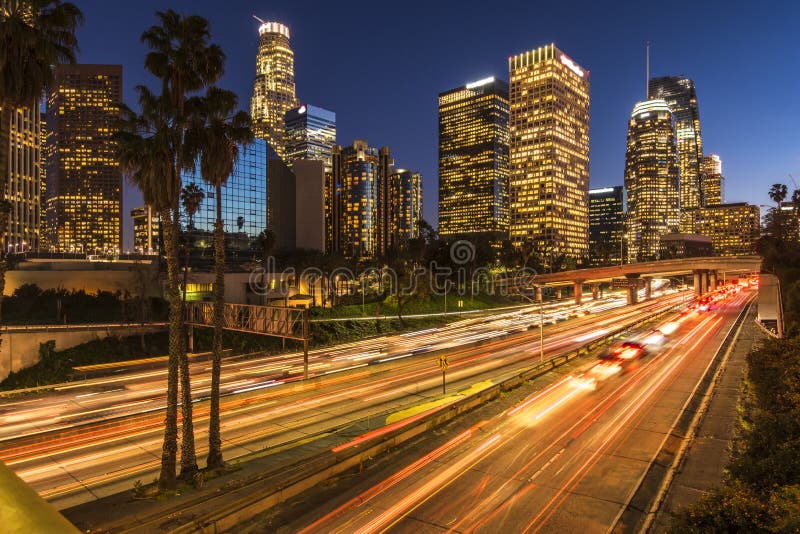 Aerial View of a Freeway Intersection in Los Angeles Stock Photo ...