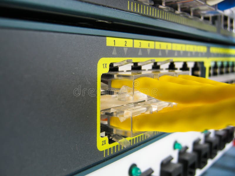 Los Cables De Ethernet RJ45 Están Conectados Con El Interruptor De ...