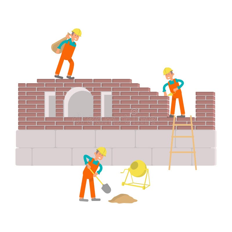 Los Constructores Están Trabajando Ilustración del Vector - Ilustración ...