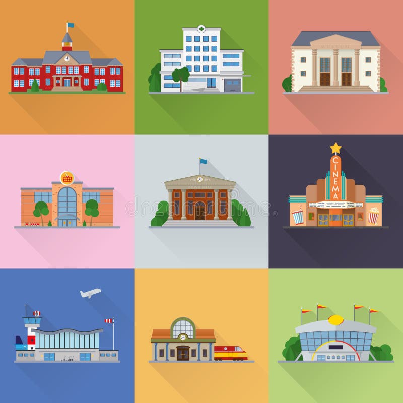 Ejemplo Del Vector De Los Iconos Del Edificio Público Stock de ...