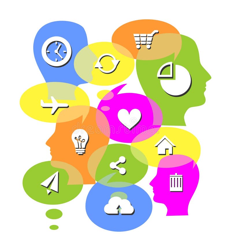 Los iconos de las TIC ilustración del vector. Ilustración de gente ...