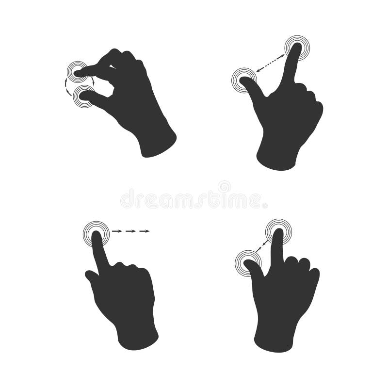 Los Iconos Del Gesto Del Tacto Alinean Vector Ilustración del Vector ...
