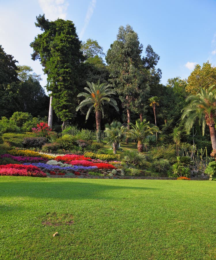Maravillosos Parterres De Flores En El Parque Imagen de archivo ...