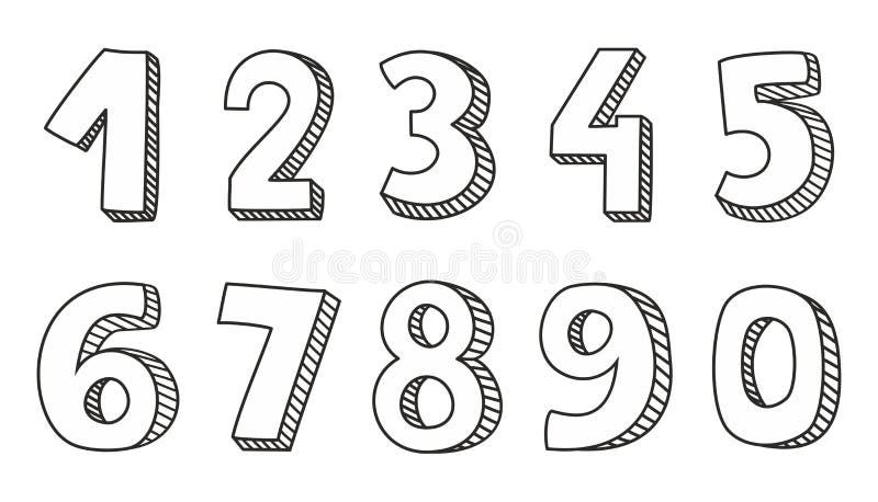Los Números Vector En El Fondo Blanco Ilustración del Vector ...