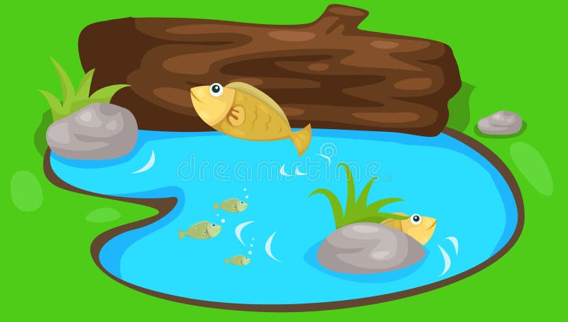 Los Pescados Que Saltan En El Lago Ilustración del Vector - Ilustración ...