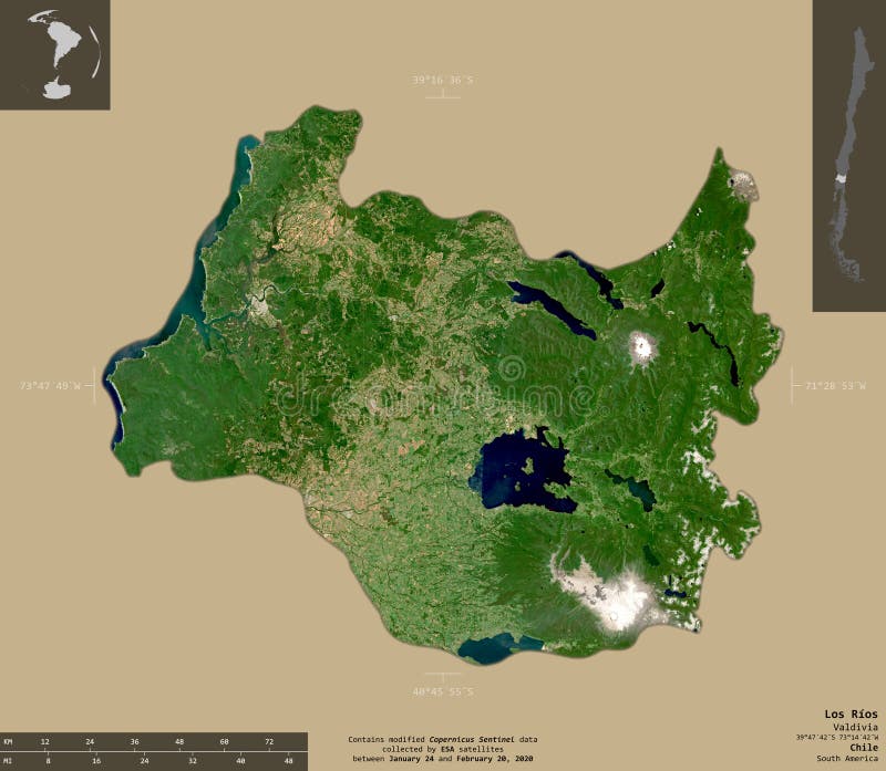 Los Rios, Chile - Composition. Sentinel-2 Satellite Stock Illustration ...