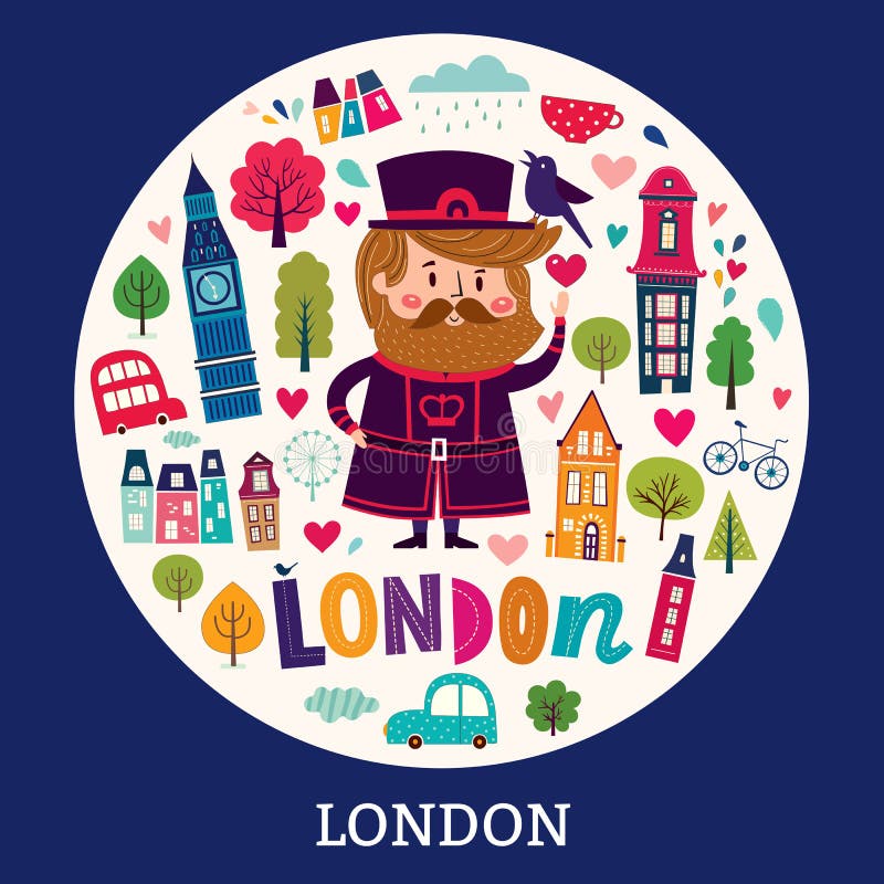 Conjunto De Los Símbolos De Londres Ilustración del Vector ...