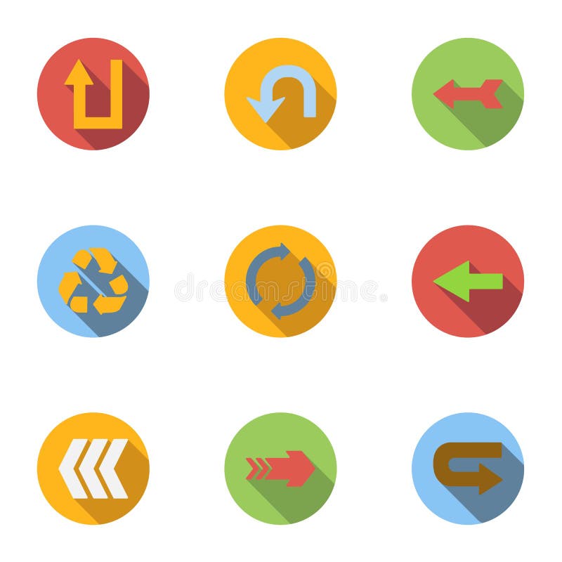 Los Tipos De Iconos De Las Flechas Fijaron, Estilo Plano Ilustración ...