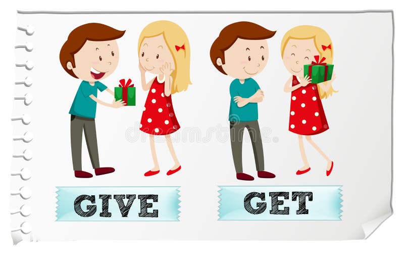 Los Verbos De La Acción Dan Y Consiguen Ilustración del Vector ...