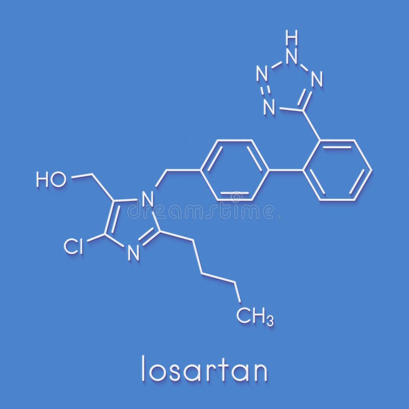 Losartan Hypertension Drug Molecule. Skeletal Formula. Stock ...