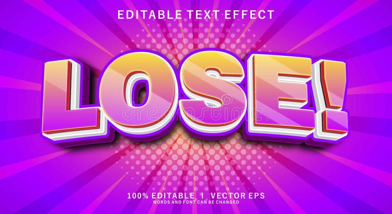 Lose 3d Vector Text Effect with Modern Style Design Stock Vector ...
