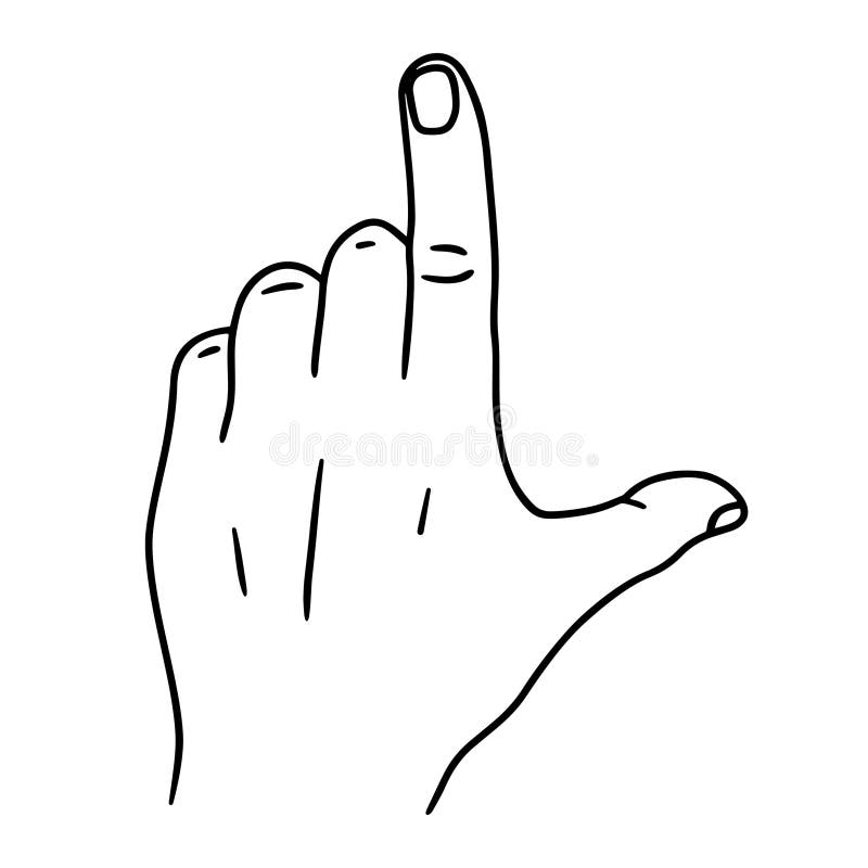 Loser Hand Sign Line Drawing Vector Image Letter L Hand Gesture Line Art Image Vector