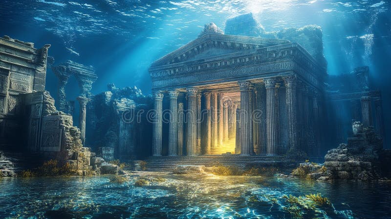Lost Atlantis Glowing Beneath the Surface. Stock Photo - Image of ...