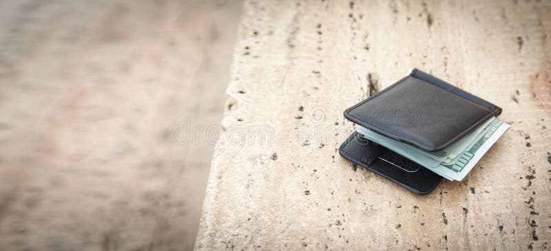Lost Black Leather Wallet at Outdoor Stock Image - Image of black ...