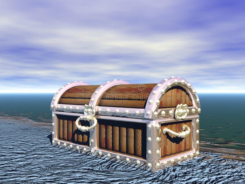 Lost Box in the Middle of the Sea - 3d Rendering Stock Illustration ...