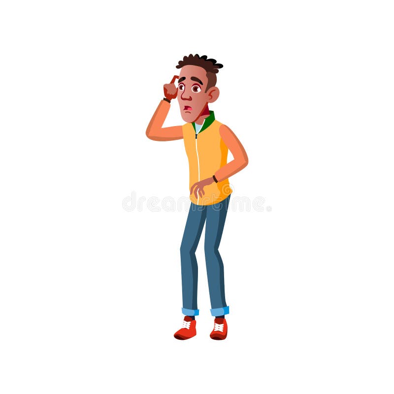 Lost Boy Try To Remember Direction on Street Cartoon Vector Stock ...
