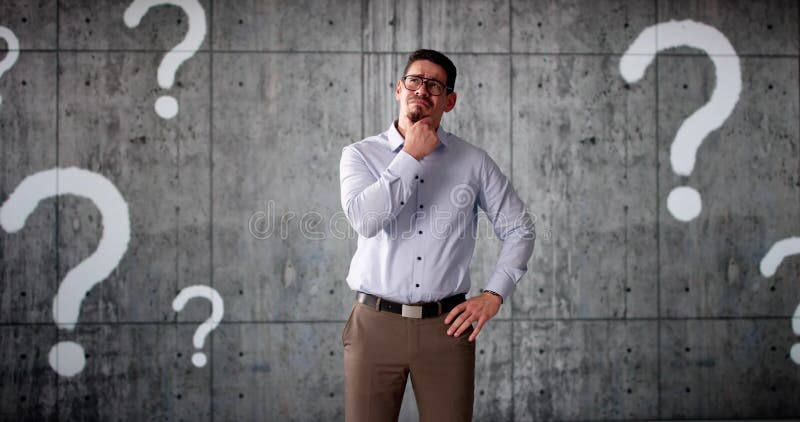 Lost Business Man and Question Marks Stock Photo - Image of drawing ...