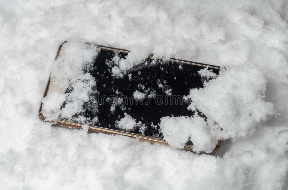 Lost Cell Phone is in the Snow Stock Photo - Image of forgotten, touch ...