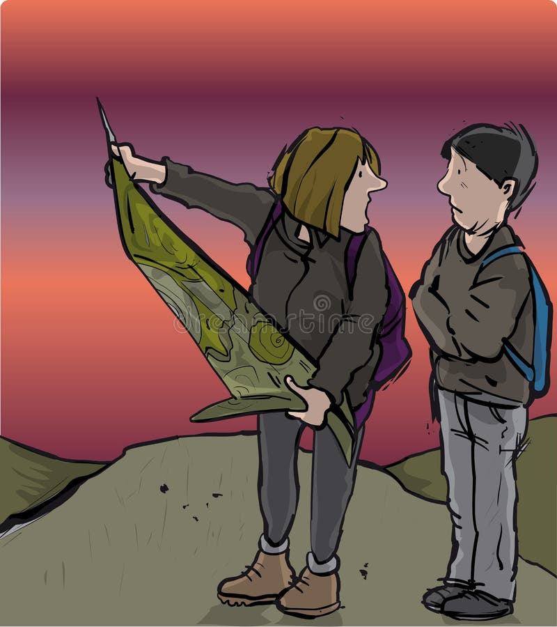 Lost woman in the forest stock illustration. Illustration of trees ...