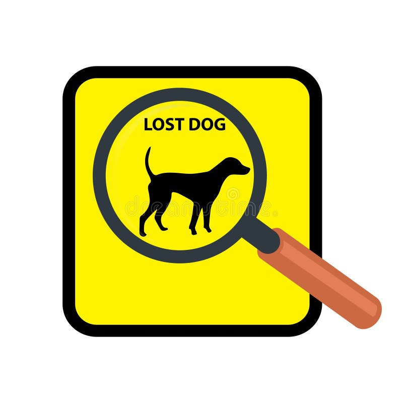 Magnifying Glass on a Yellow Square with the Silhouette of a Dog and ...