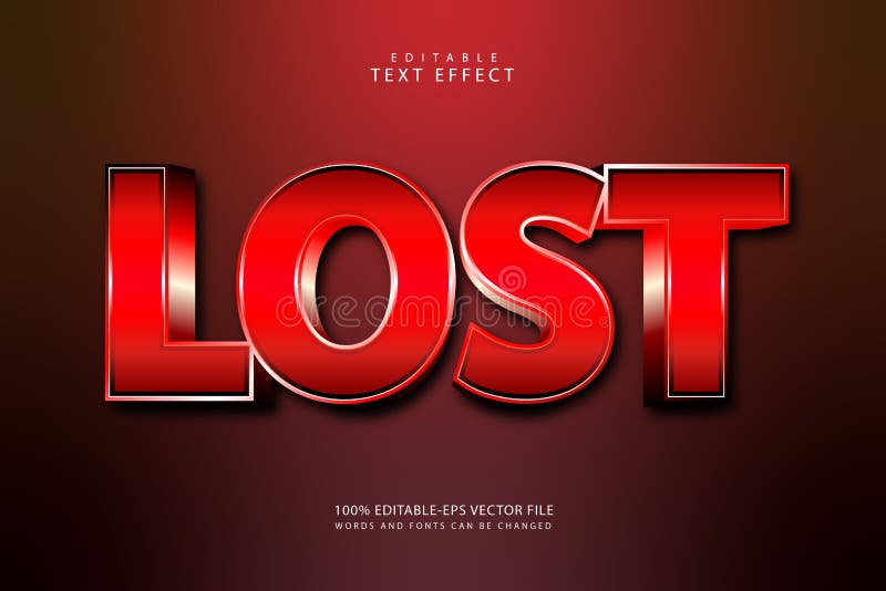 Lost Editable Text Effect 3 Dimension Emboss Modern Style Stock Vector ...