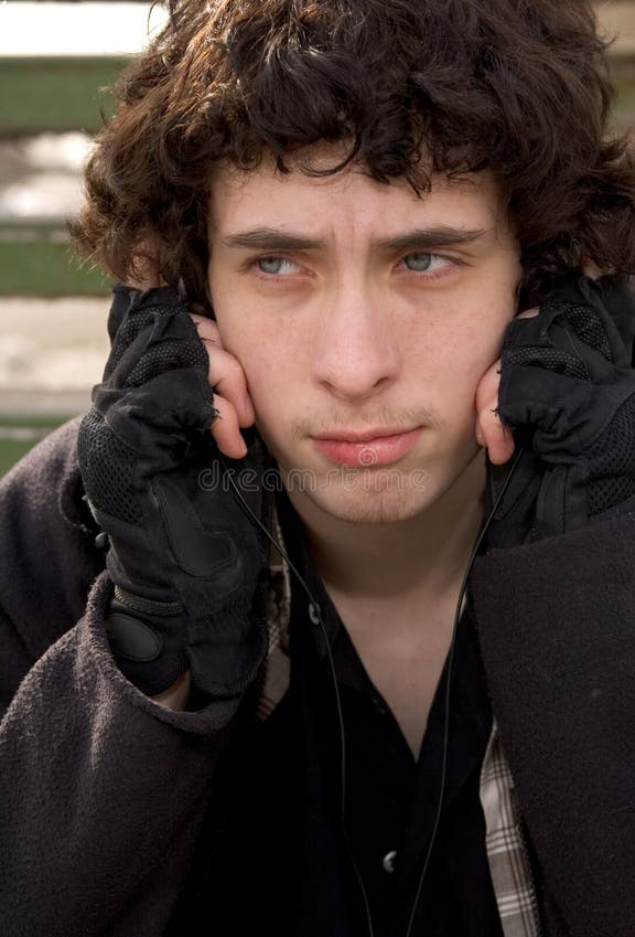 Lost in his own world stock image. Image of head, urban - 600325