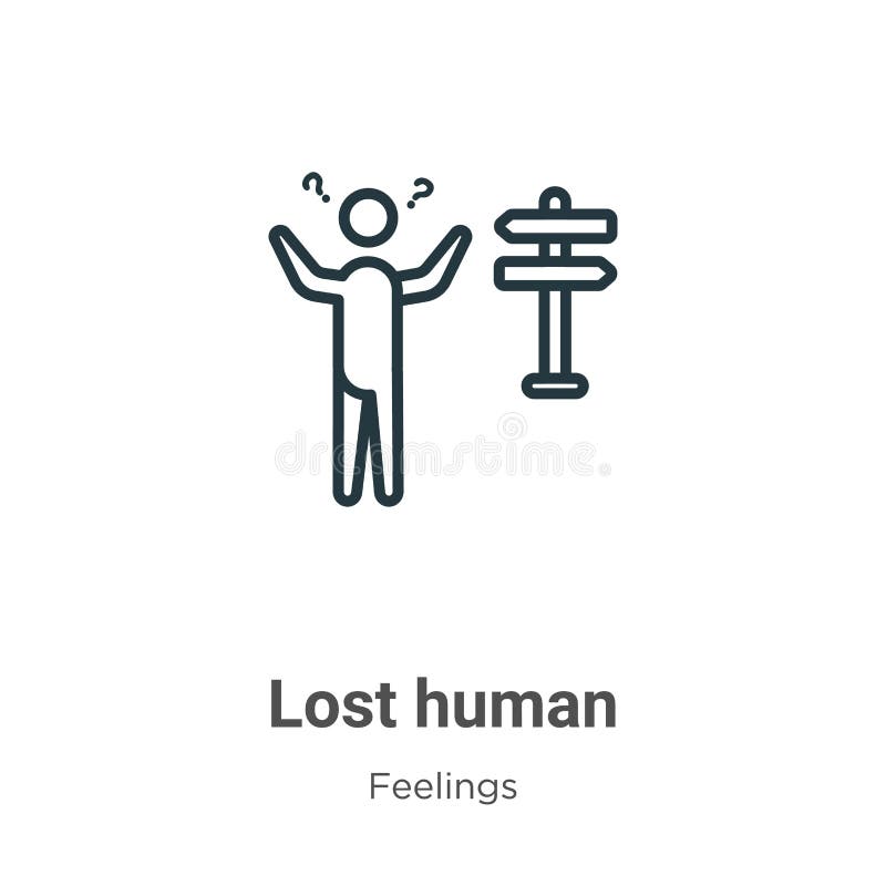 Lost Human Outline Vector Icon. Thin Line Black Lost Human Icon, Flat ...