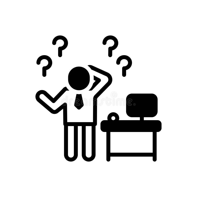 Black Solid Icon for Lost, Missing and Unsure Stock Vector ...