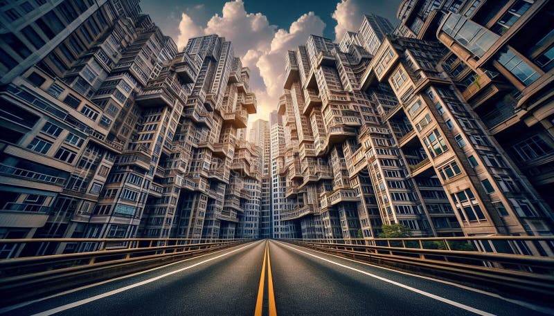 Lost in the Illusionary City Stock Illustration - Illustration of ...